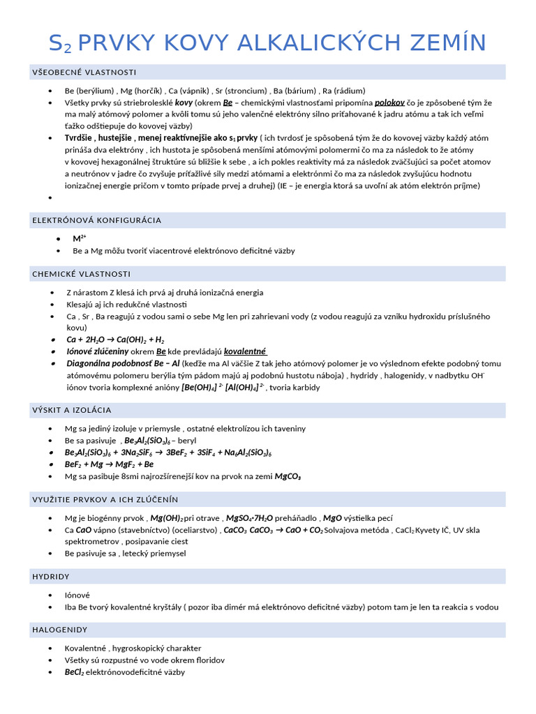 s2 pRVKY KOVY ALKALICKÝCH ZEMÍN | PDF