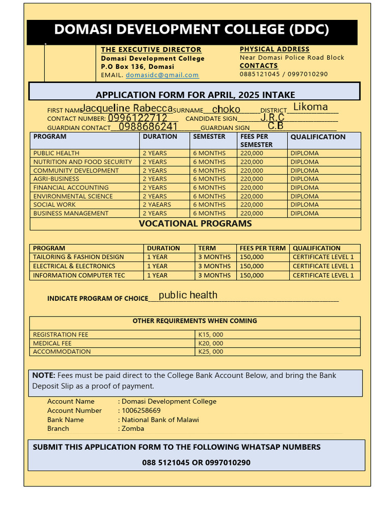 2025 DDC Application - Form April 2025 Intake | PDF | Diploma ...