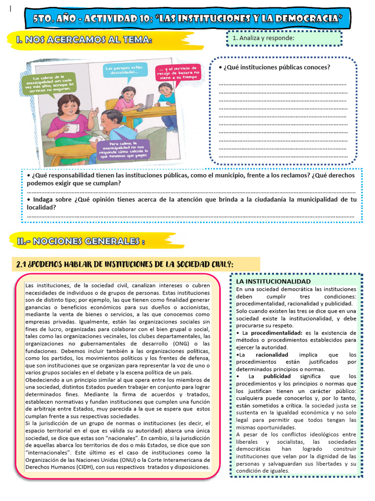 5° DPCC - Actv.10-Uni3 - 2024 | PDF | Estado (política) | Institución