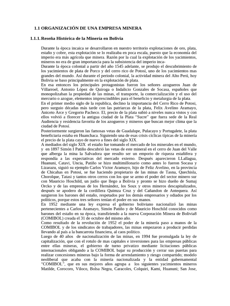 Tema 1 Org de Una Empresa Minera | PDF | Minería | Economias
