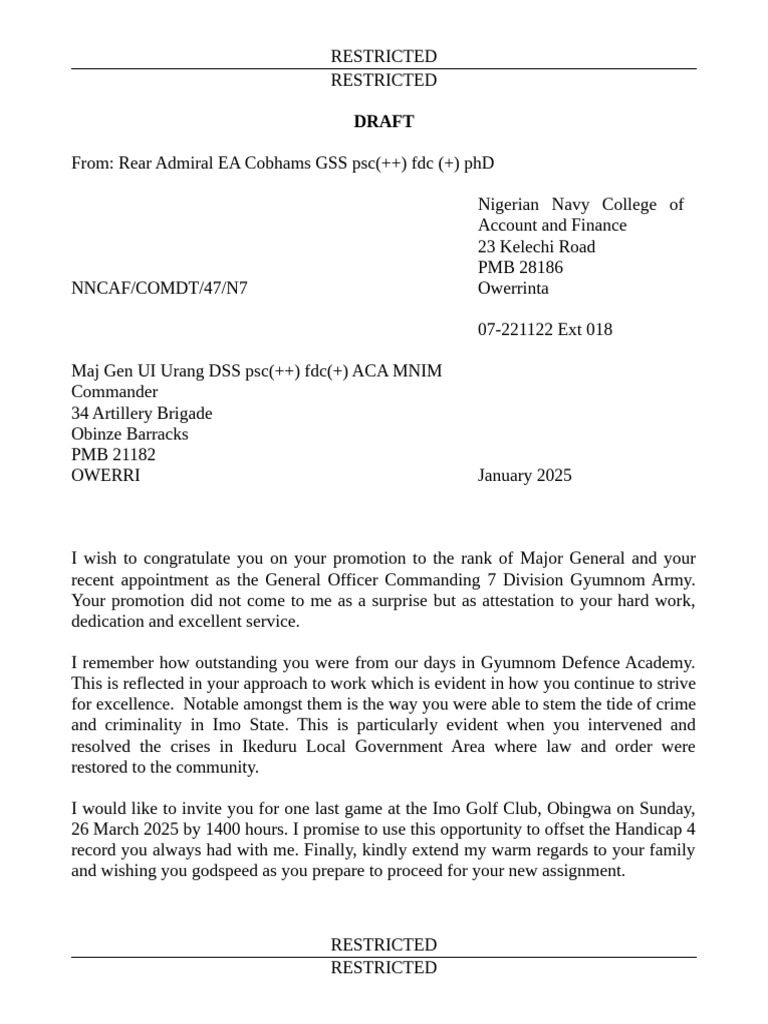 Army Letter Format for Promotion Congrats | PDF
