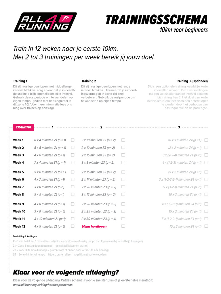 Trainingsschema_10km_beginners | PDF