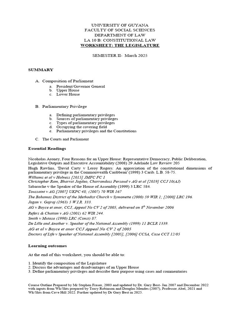 WH Sheet On Legislature | PDF | Royal Assent | Bill (Law)