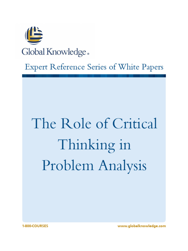 WP Role of Critical Thinking Problem Analysis | PDF | Critical Thinking | Thought