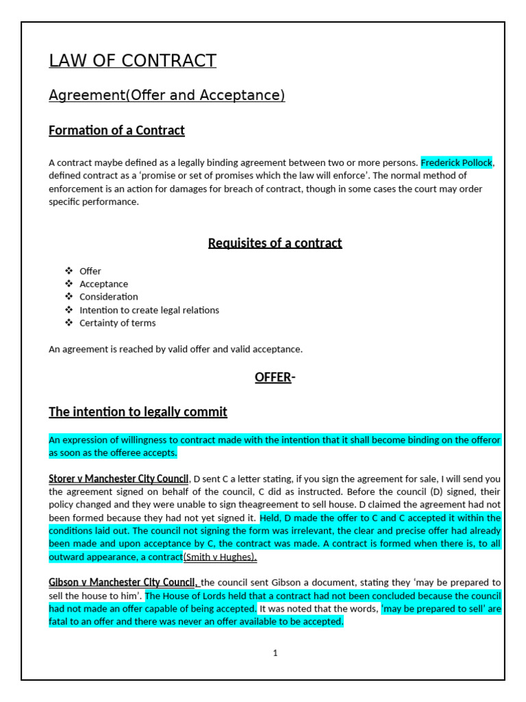Lect. 2.1 Offer & Acceptance | PDF | Offer And Acceptance | Auction