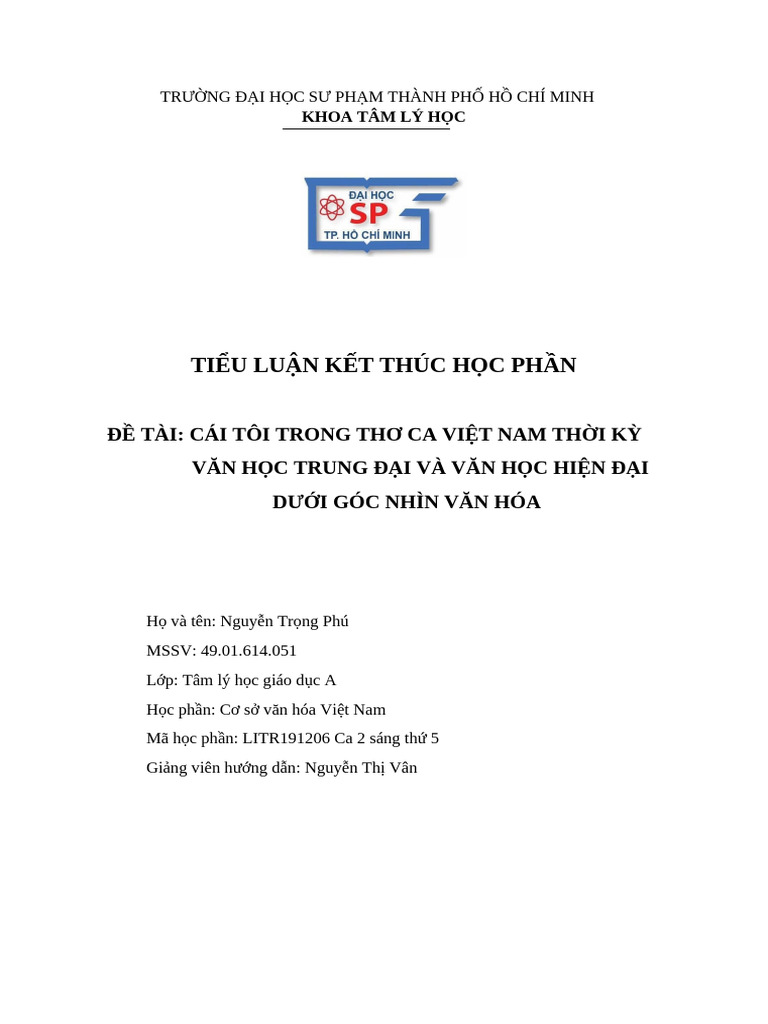 Tiểu luận csvh Vn | PDF
