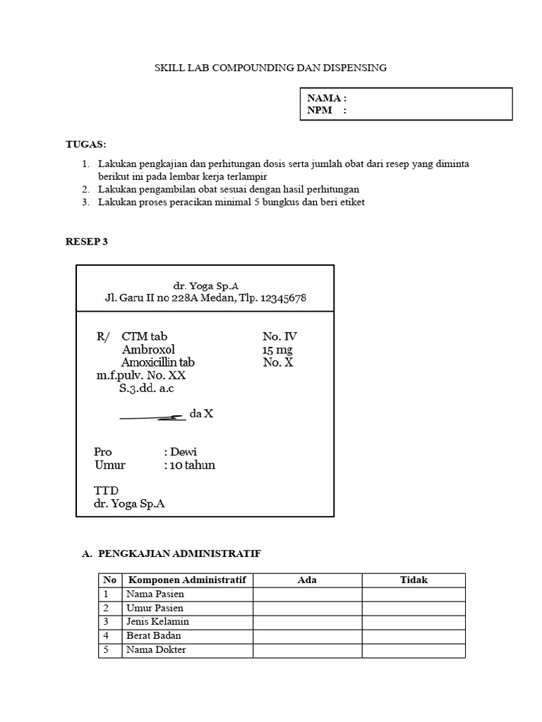 RESEP 3_SKILL LAB COMPOUNDING DAN DISPENSING | PDF
