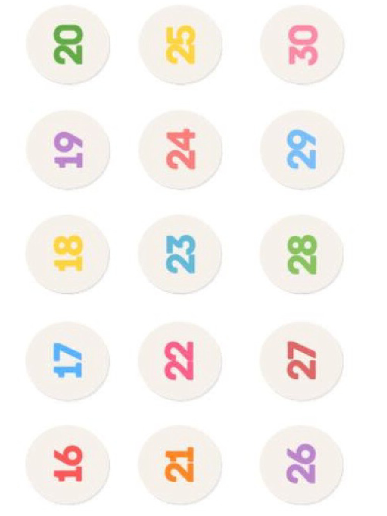 Numeros en Circulos 1-30 | PDF