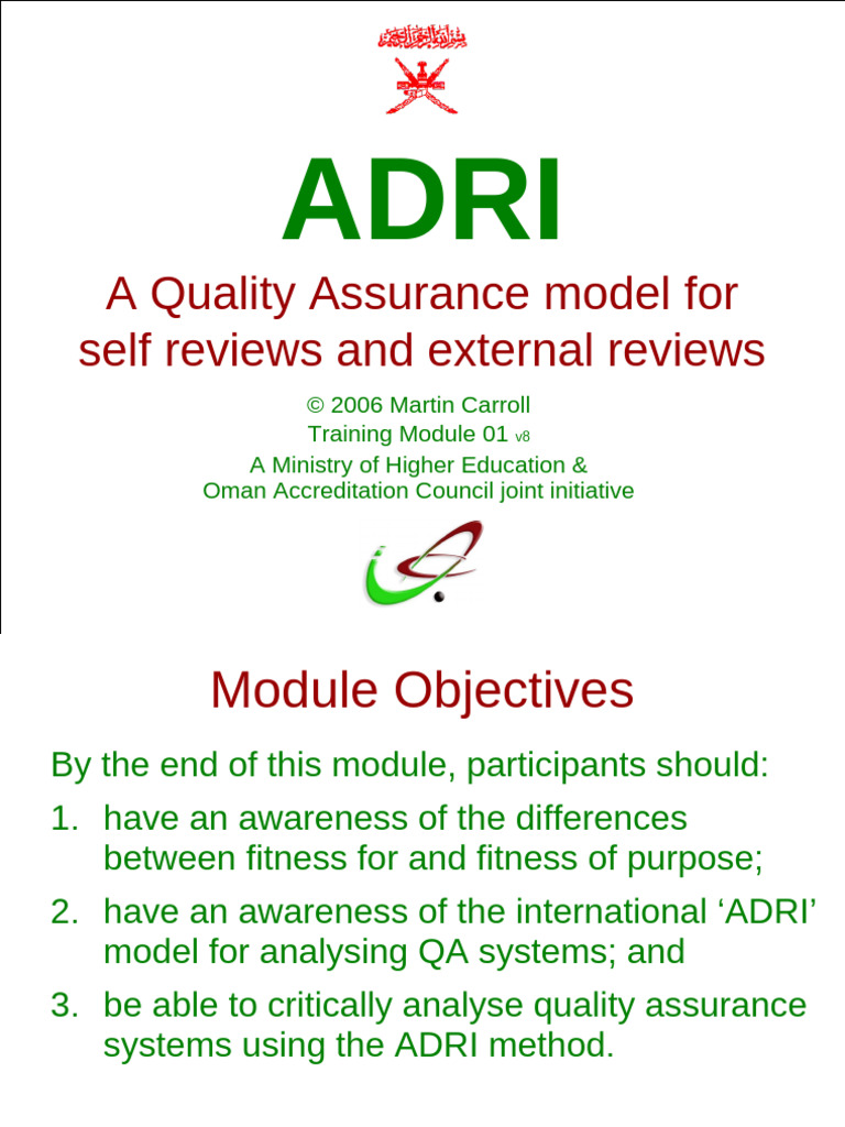 1- ADRI- A Quality Assurance Model for Self Reviews and External ...
