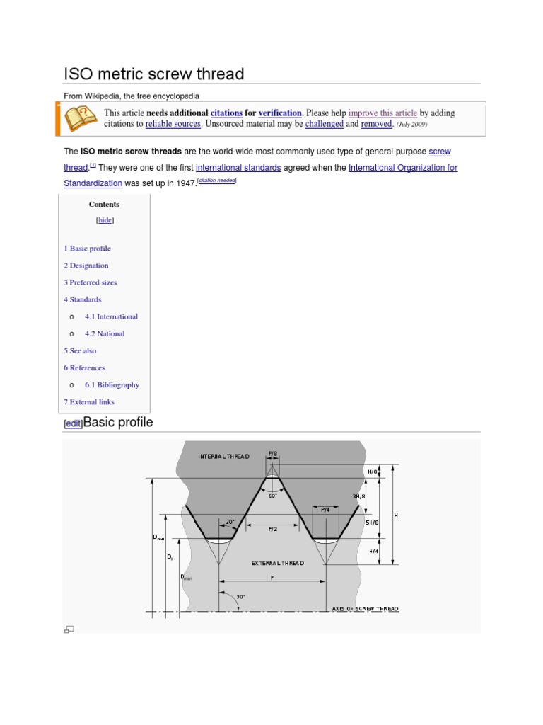 ISO Metric Screw Thread | Screw | Transmission (Mechanics)