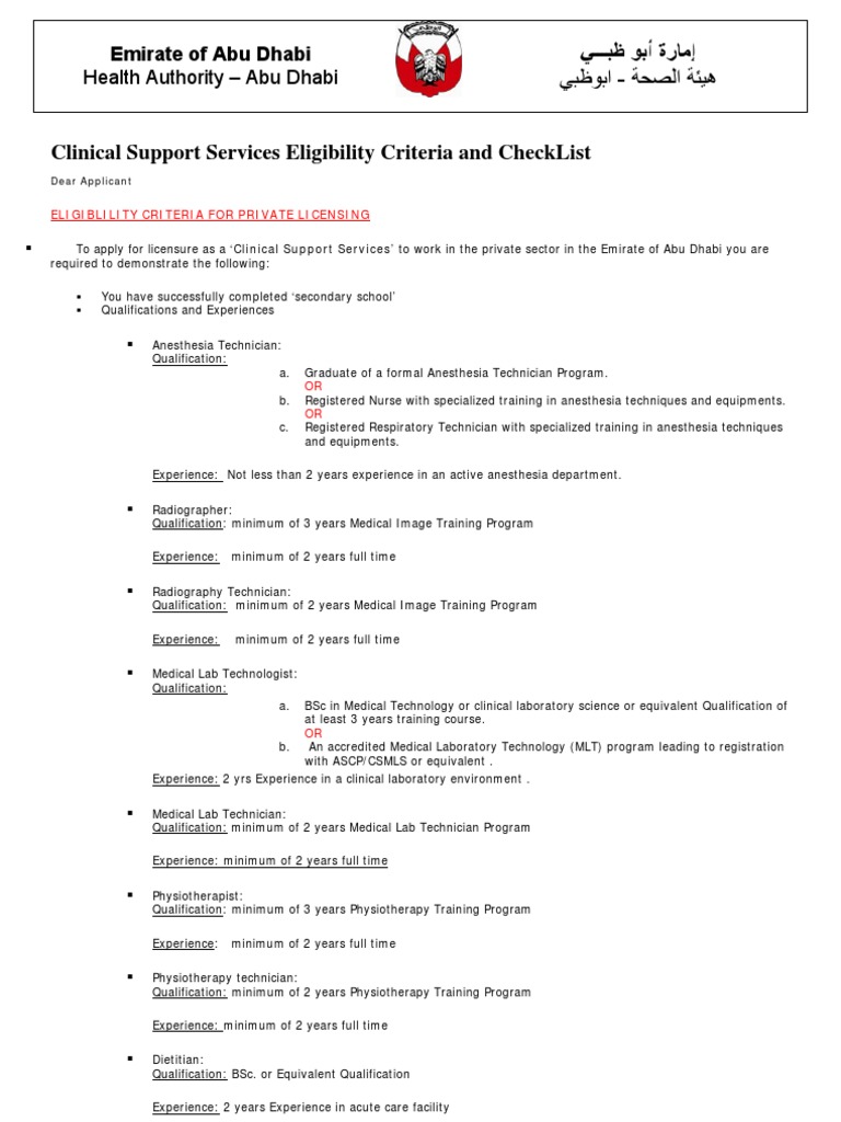 HAAD Eligibility | PDF | Physical Therapy | Speech Language Pathology