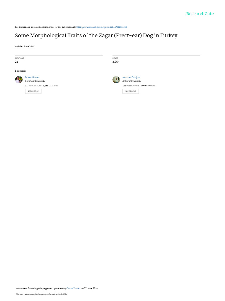 Some Morphological Traits of The Zagar (Erect-Ear) Dog in Turkey | PDF ...