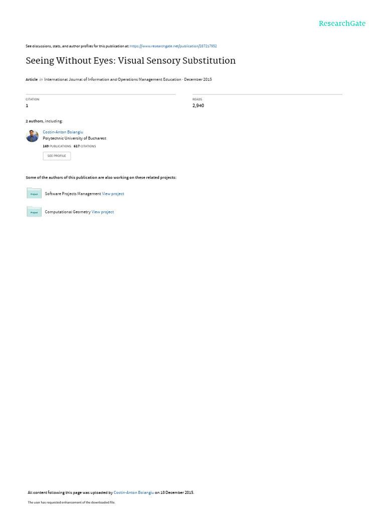 Visual Sensory Substitution Techniques | PDF | Perception | Senses