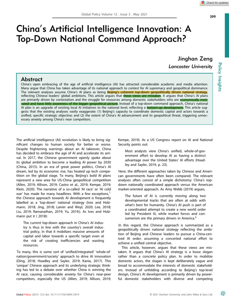 2021 China No Top Dow - Commercial Driven | PDF | China | World Politics