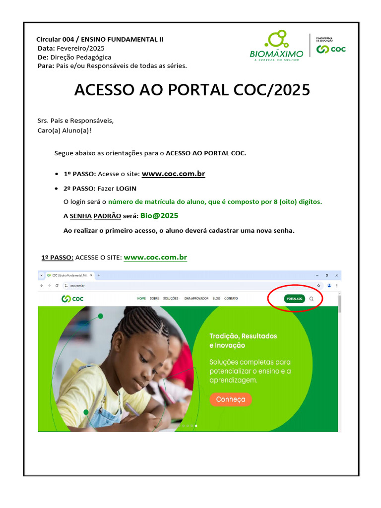 Circular 004 - Acesso Ao Portal COC - 20.02.2025 | PDF