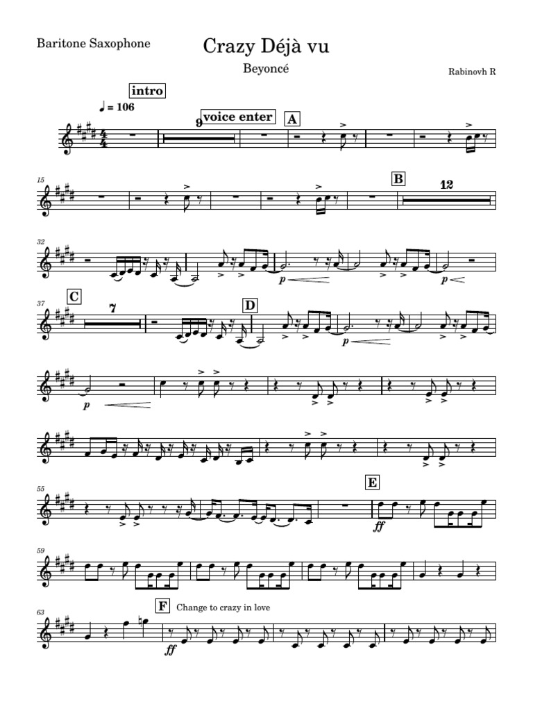 Crazy Déjà Vu 2-Baritone - Saxophone | PDF | Songs Written | Song Recordings Produced