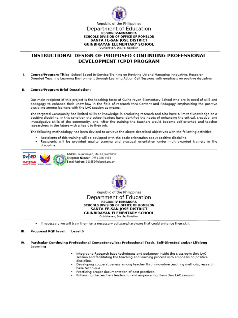 INSET-proposal-and-matrix | PDF | Teachers | Pedagogy