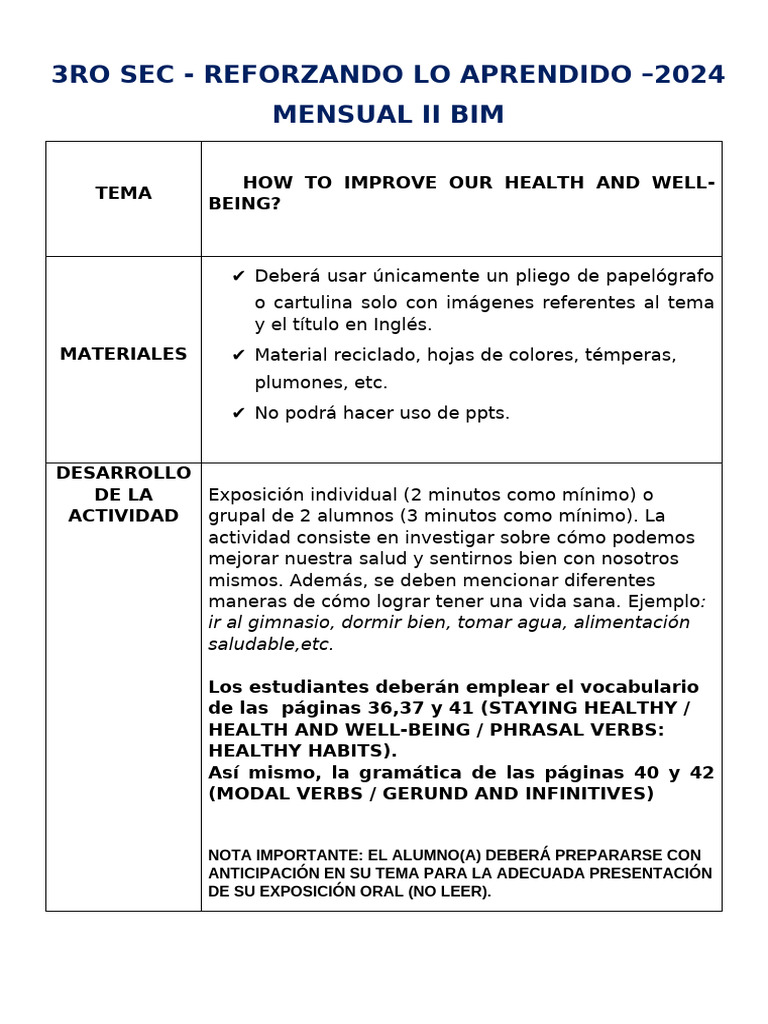 Ingles - 3ro Sec | PDF