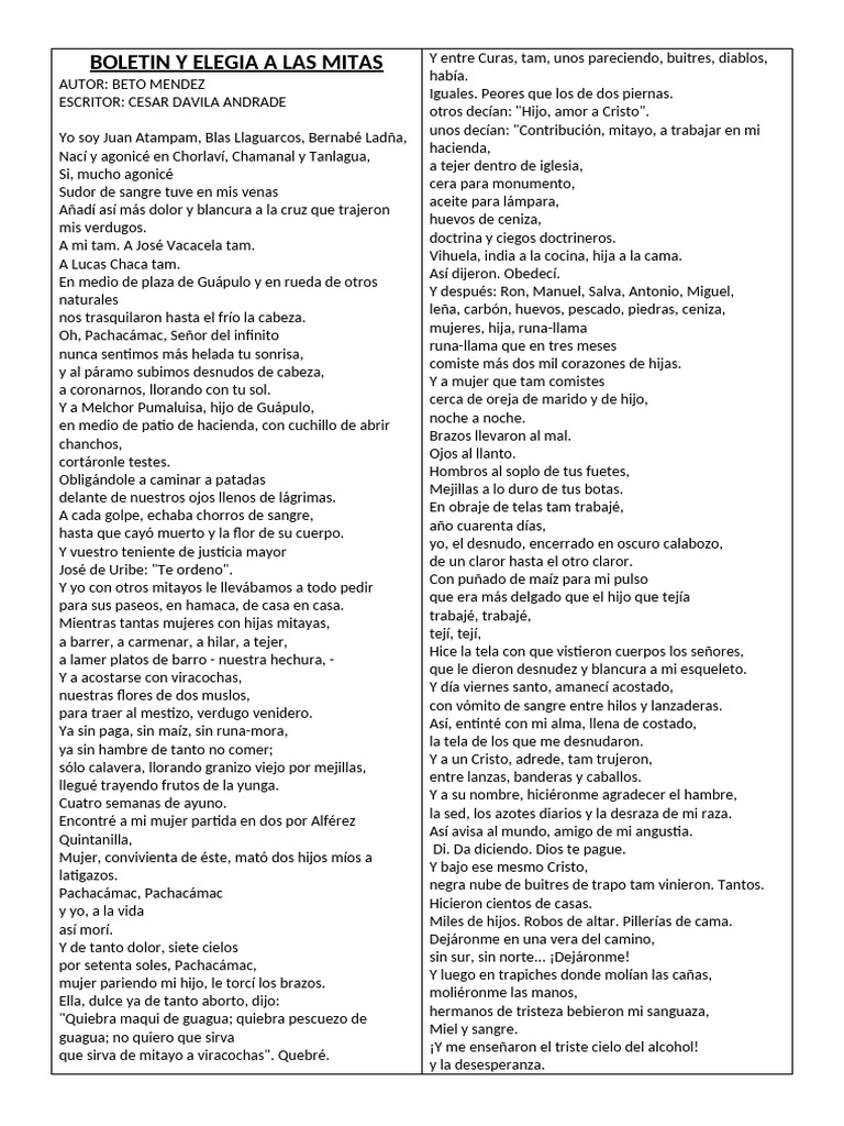 9no Boletin y Elegia A Las Mitas-3431739152260 | PDF