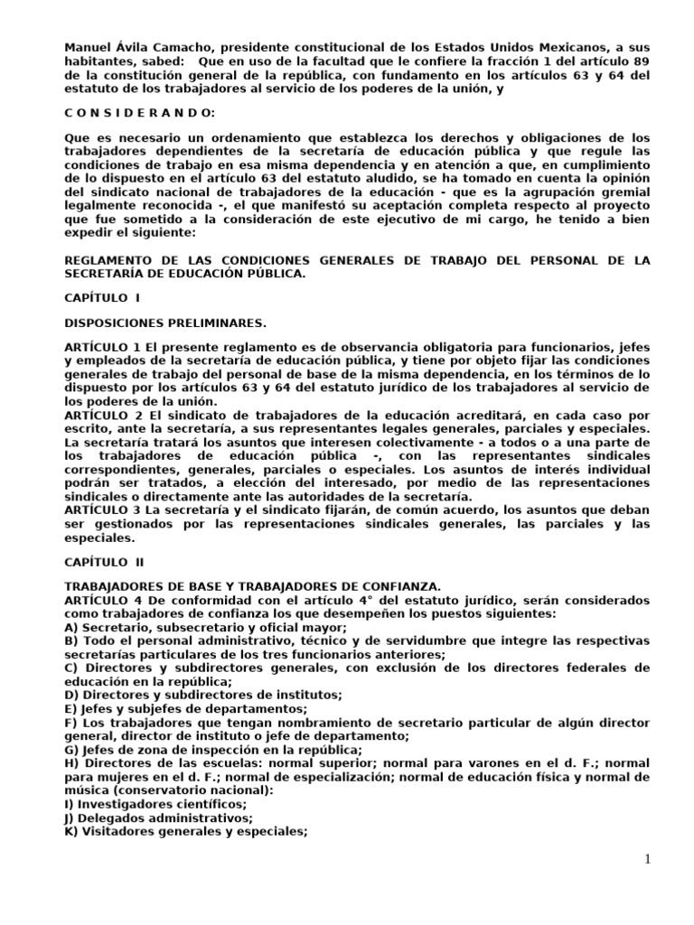 Reglamento Condiciones Generales Del Trabajo Del Personal de La Sep | PDF | Salario | Presupuesto