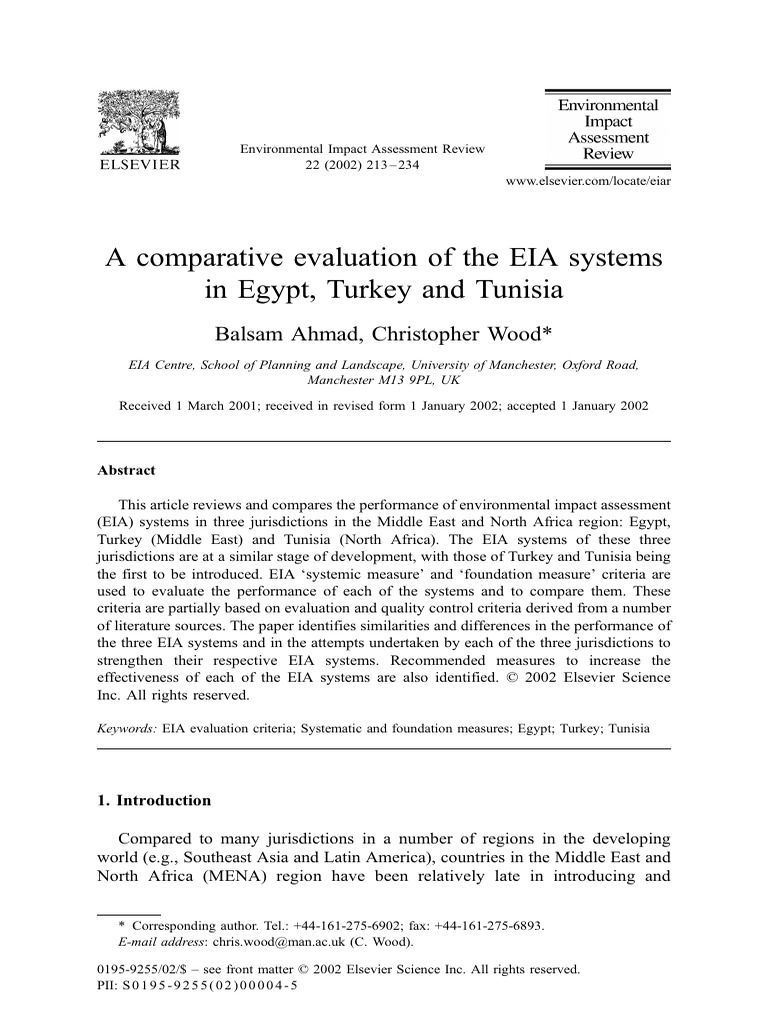 Ahmad, Wood - 2002 - A Comparative Evaluation of The EIA Systems in Egypt, Turkey and Tunisia ...