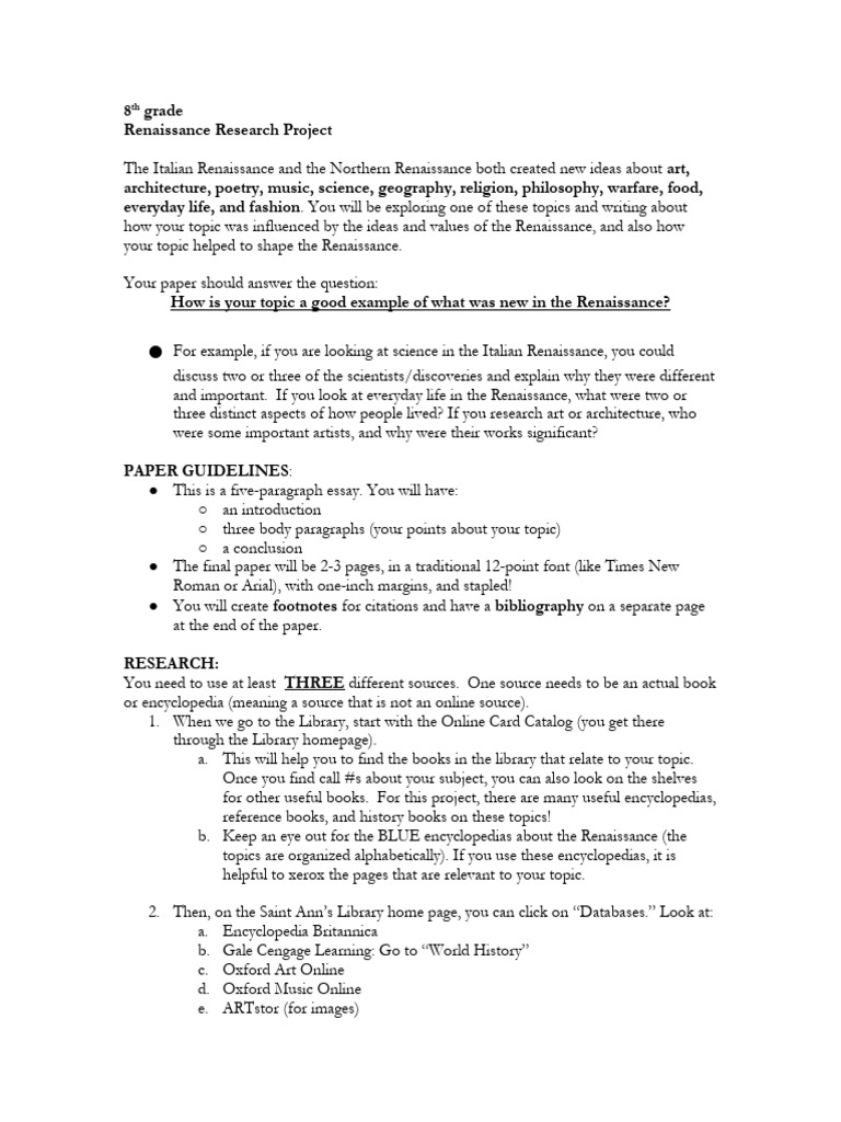 Renaissance Research Paper 2024 | PDF | Renaissance | Encyclopedias