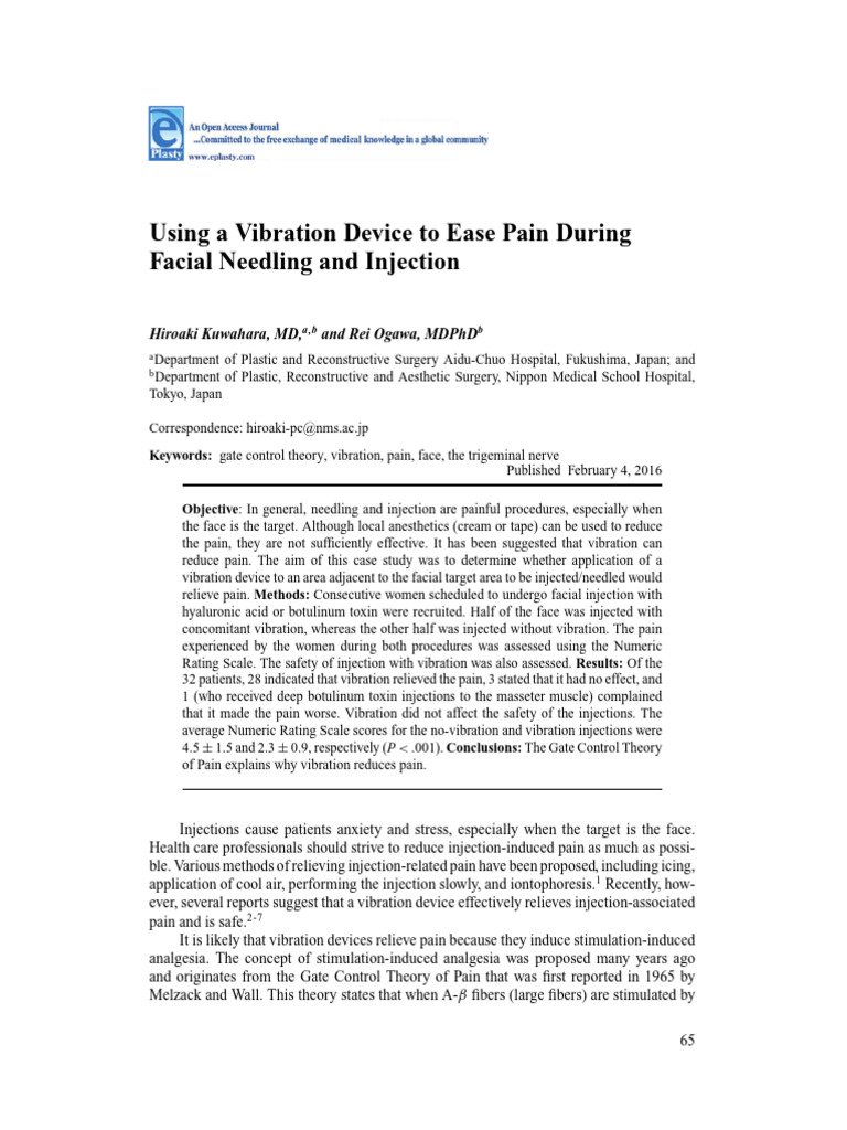 Vibration Tool Eases Pain in Facial Injections | PDF | Pain | Injection ...