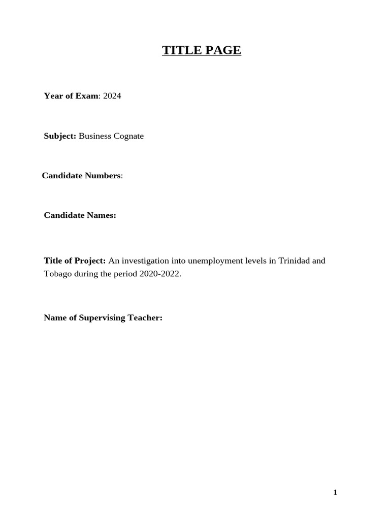 Csec Econ Sba Sample 2 | PDF | Unemployment | Economics