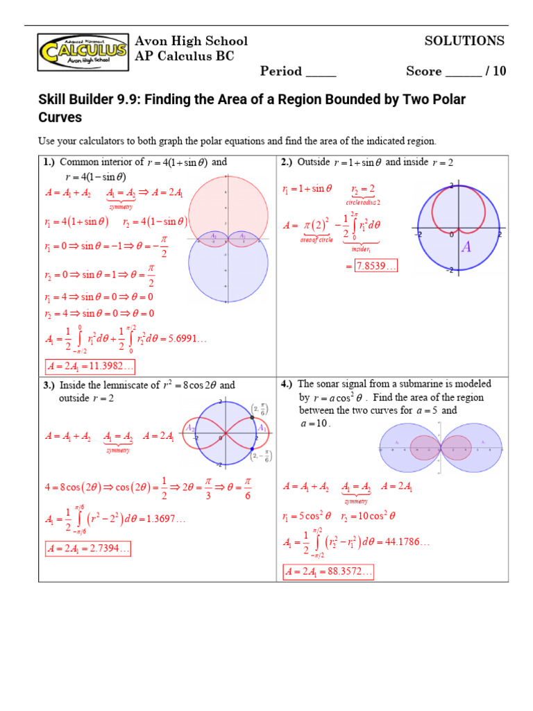 Topic 9.9 Finding The Area of A Region Bounded by Two Polar Curves ...