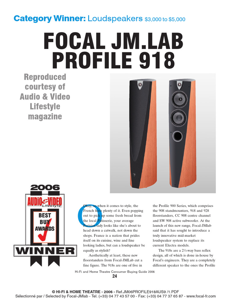 Focal Profile 918 Avl Award 06 | PDF | Loudspeaker | Sound