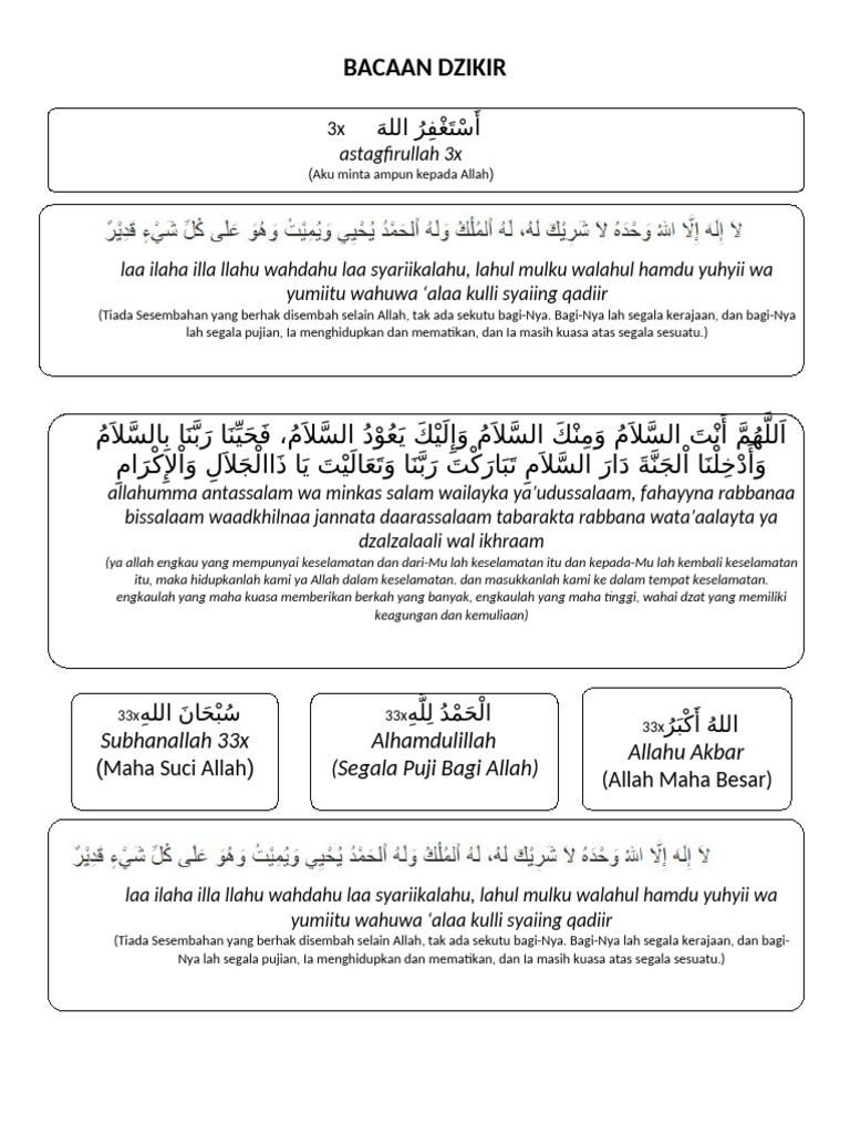 BACAAN DZIKIR | PDF