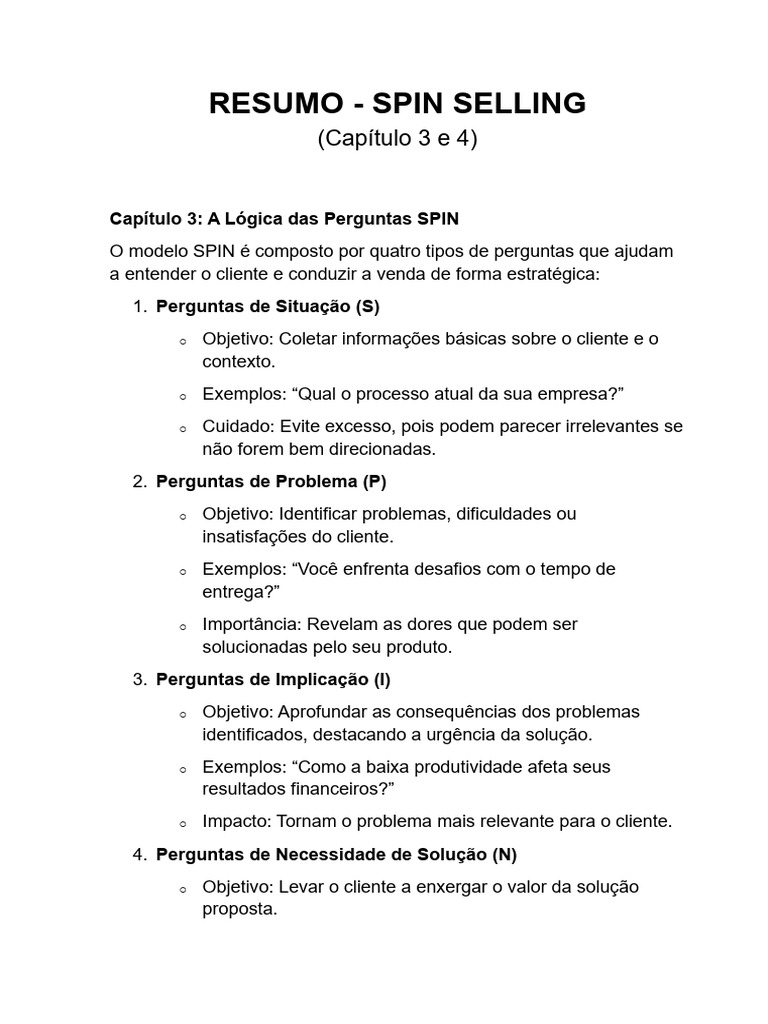 Resumo - Spin Selling Cap 3 e 4 | PDF | Tempo