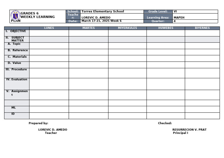 DLL 2024-2025 Template | PDF