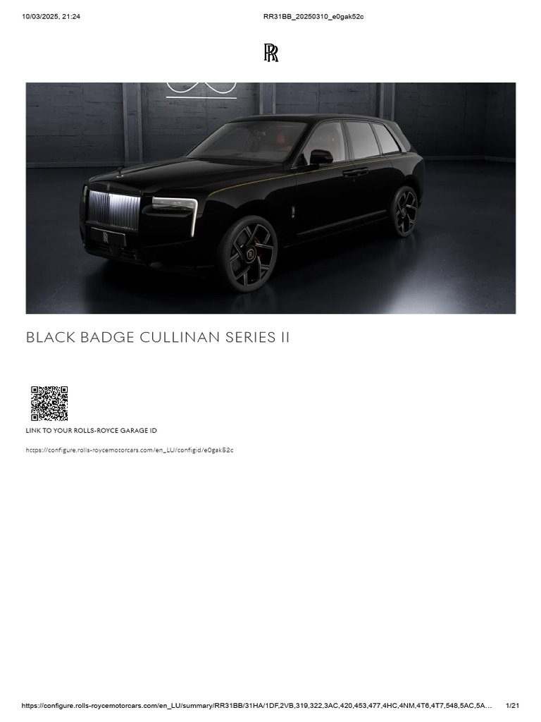 RR Cullinan 2025 Configuration | PDF | Motor Vehicle | Rear Wheel Drive ...