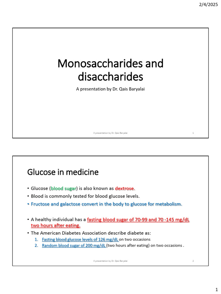 Glucose and Sugars in Medicine | PDF | Carbohydrates | Glucose