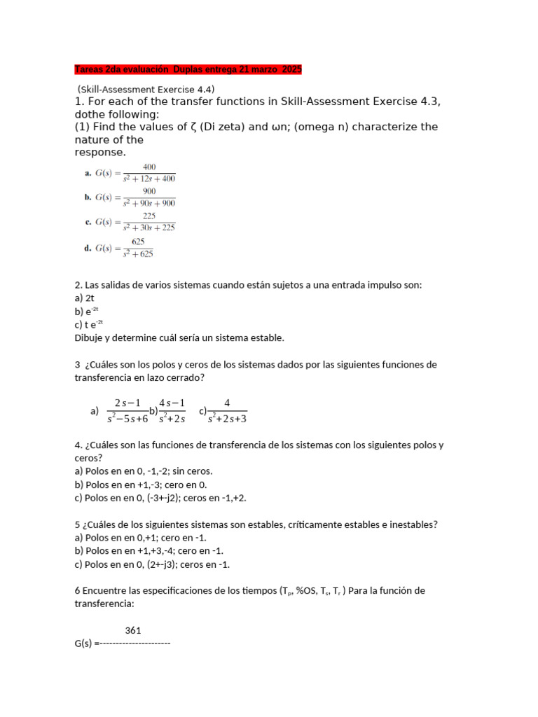 Tareas y RA Del 2do Instrumento E-A 2025 E195 | PDF | Teoría de control ...
