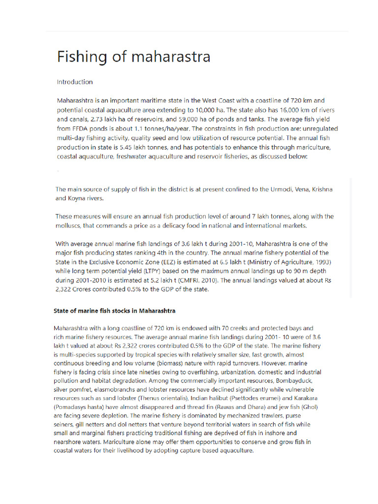 Fishing in Maharashtra Aims and Objectives | PDF | Aquaculture | Fish