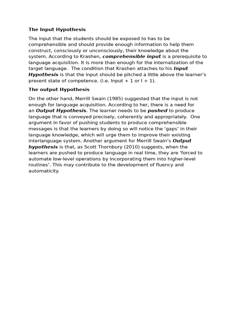 The Input Hypothesis | PDF