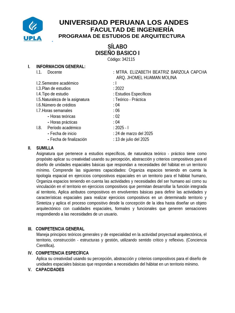 I Diseño Basico I Silabo | PDF | Diseño | Espacio