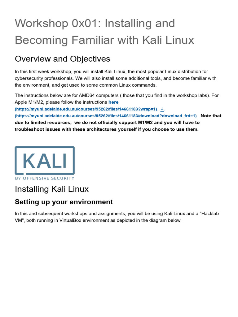Workshop 0x01 - Installing and Becoming Familiar With Kali Linux - Cybersecurity Fundamentals ...