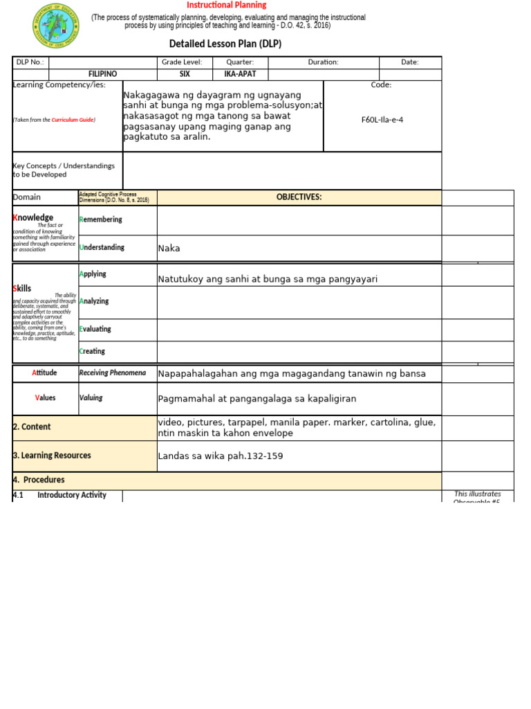blank dlp | PDF | Learning | Lesson Plan