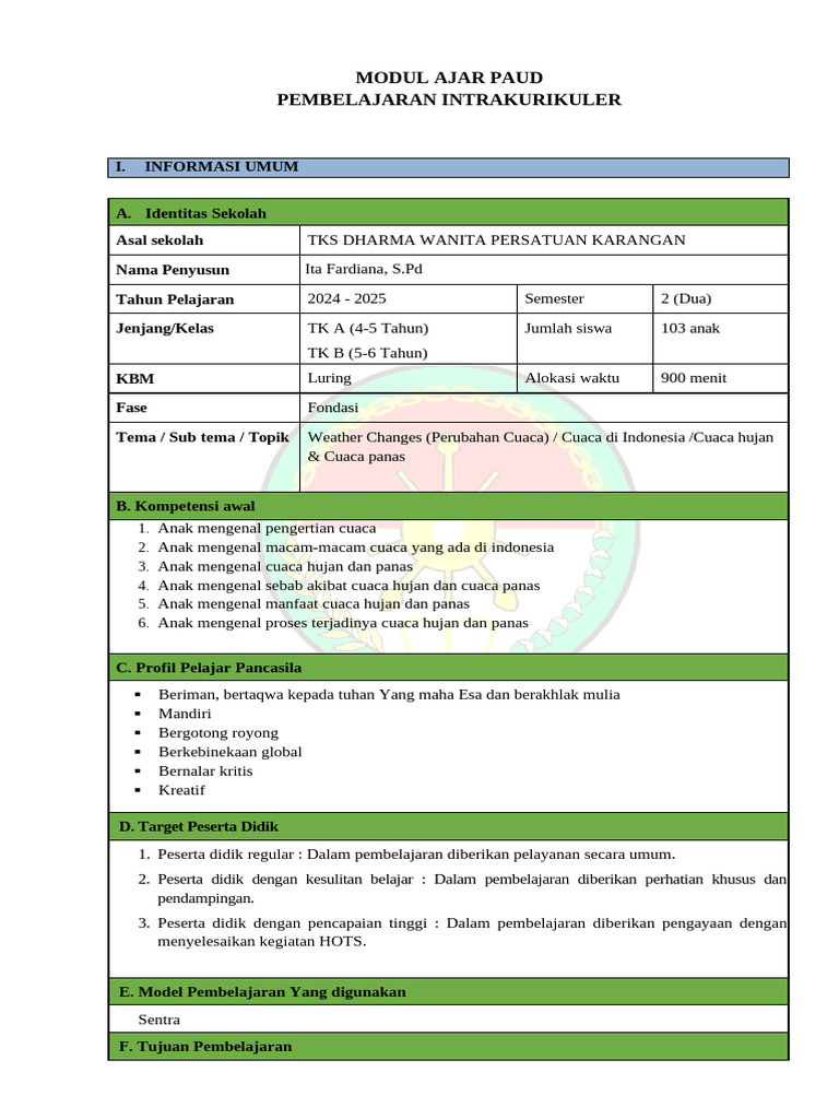 MODUL AJAR Gerbang Tema | PDF