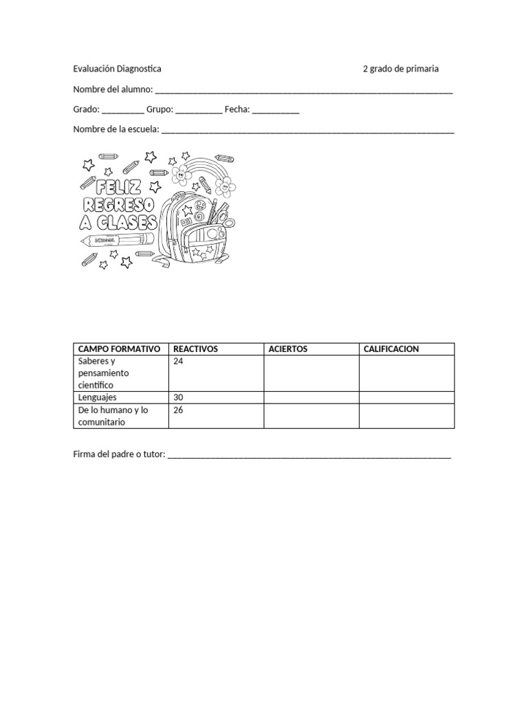 Evaluación Diagnostica 2 grado de primaria | PDF