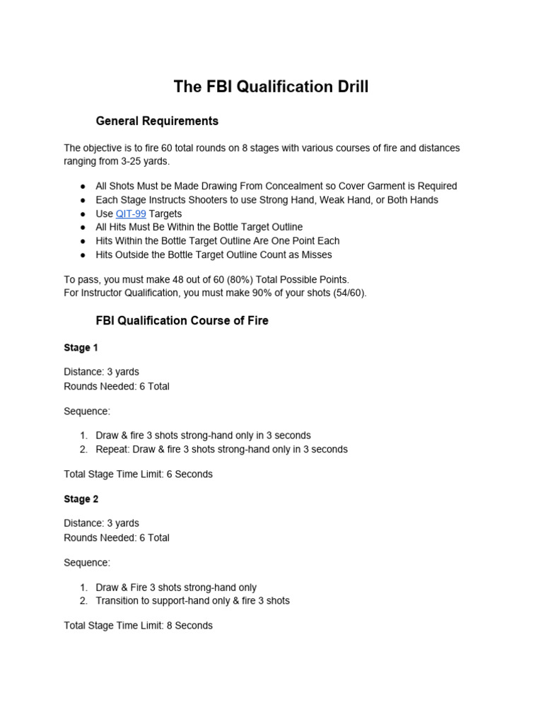 FBI Pistol Qualification Drill | PDF | Firearms | Projectile Weapons