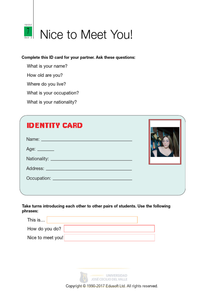 03 Basic I Handout 7 Unit 2 Against The Law Nice To Meet You 1 | PDF