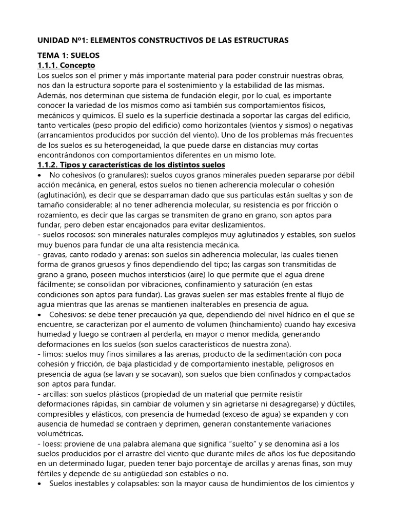 UNIDAD Nº1 Elementos Constructivos de Las Estructuras | PDF | Fundación ...