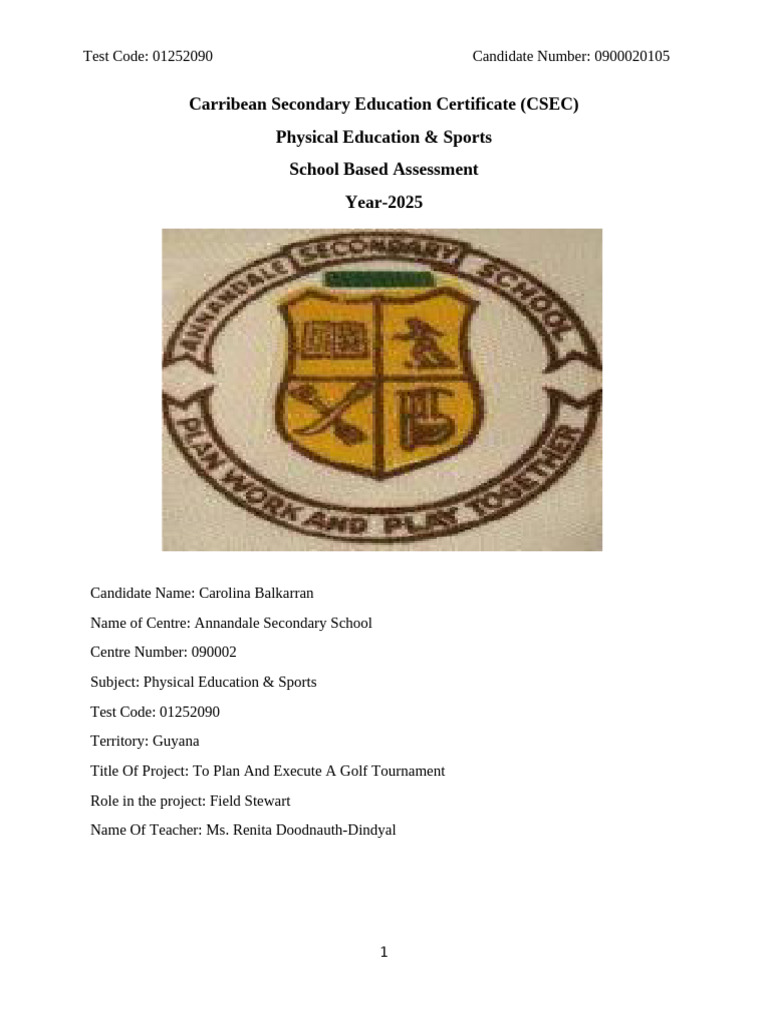 Carolina Balkarran Physical Education SBA-1 (4).Docx Corrected | PDF ...