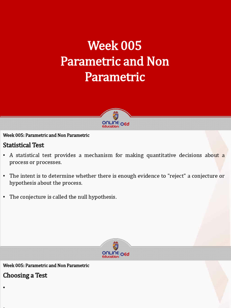 Parametric vs Nonparametric Tests Guide | PDF | Nonparametric ...