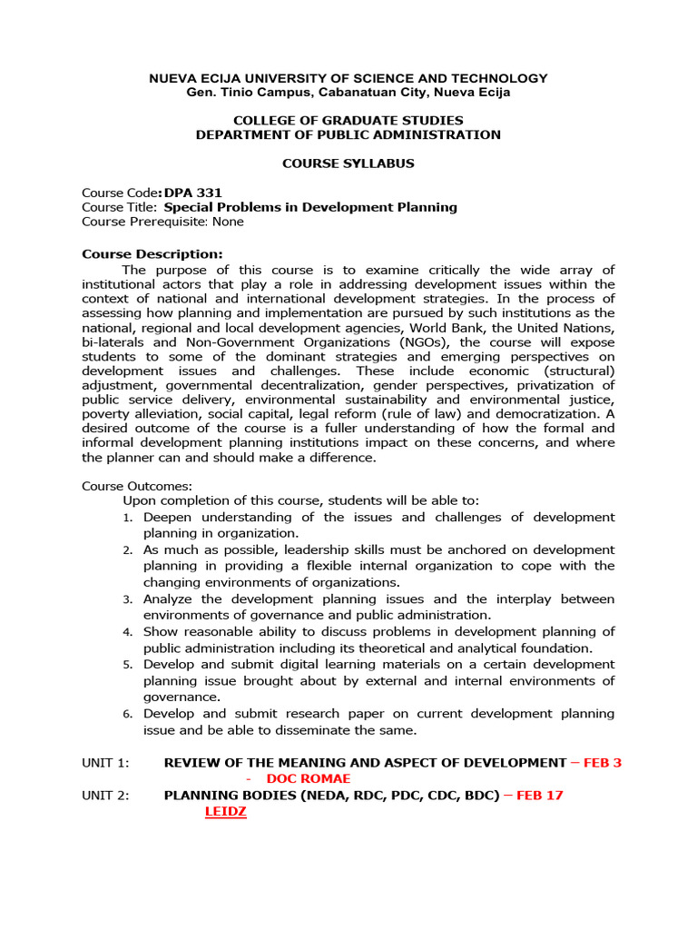 COURSE-SYLLABUS_SPECIAL-PROBLEMS | PDF | Governance