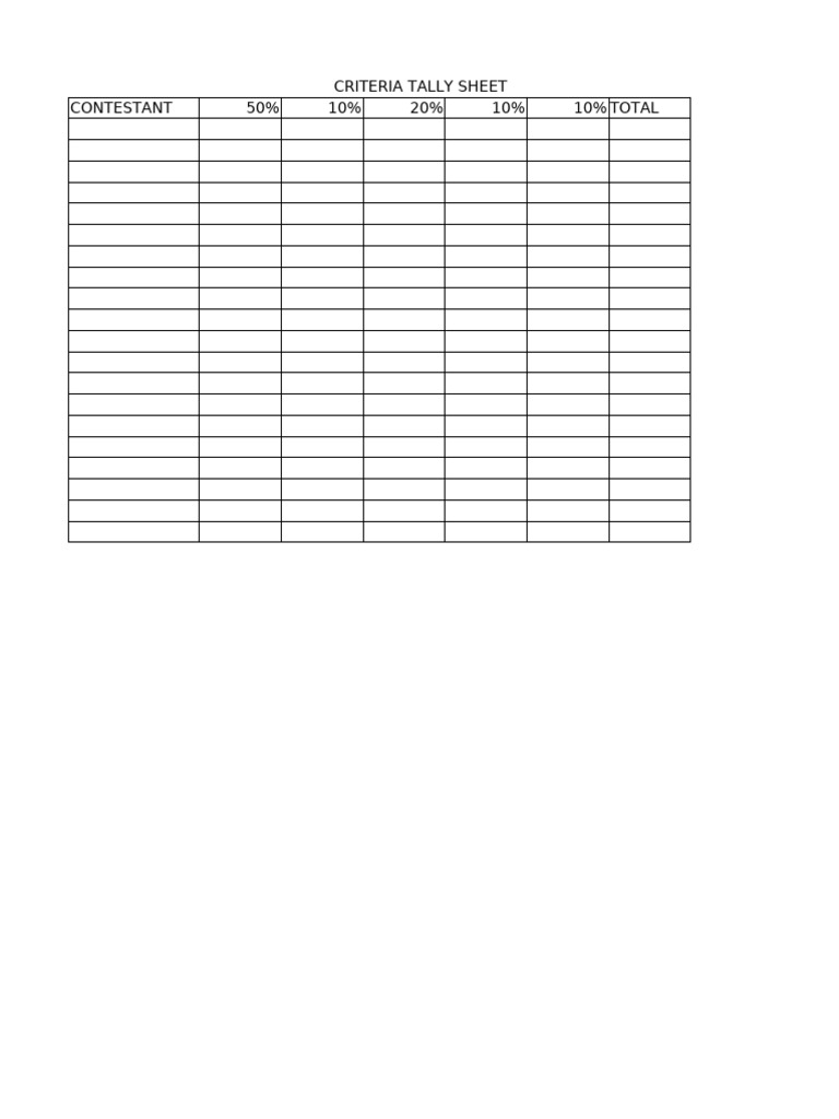 Criteria Tally Sheet | PDF